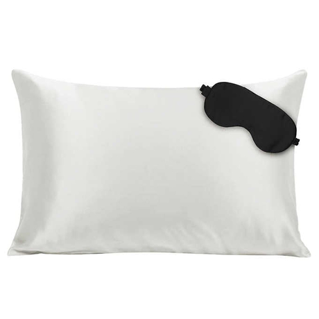 White Satin Silk Pillowcase And Eye Mask Set - Buy silk pillowcase and ...